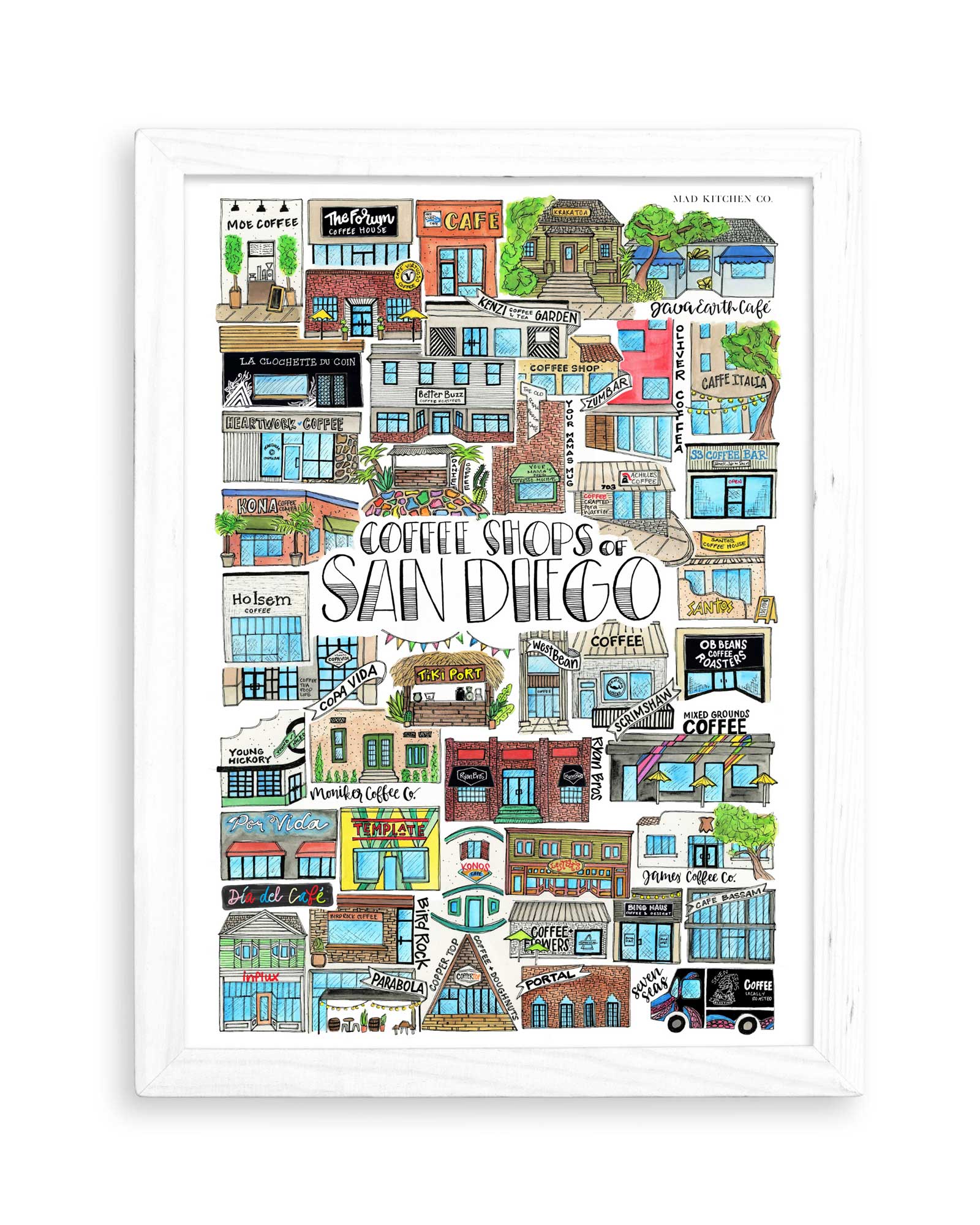 Coffee Shops of San Diego - Print – Mad Kitchen Co.